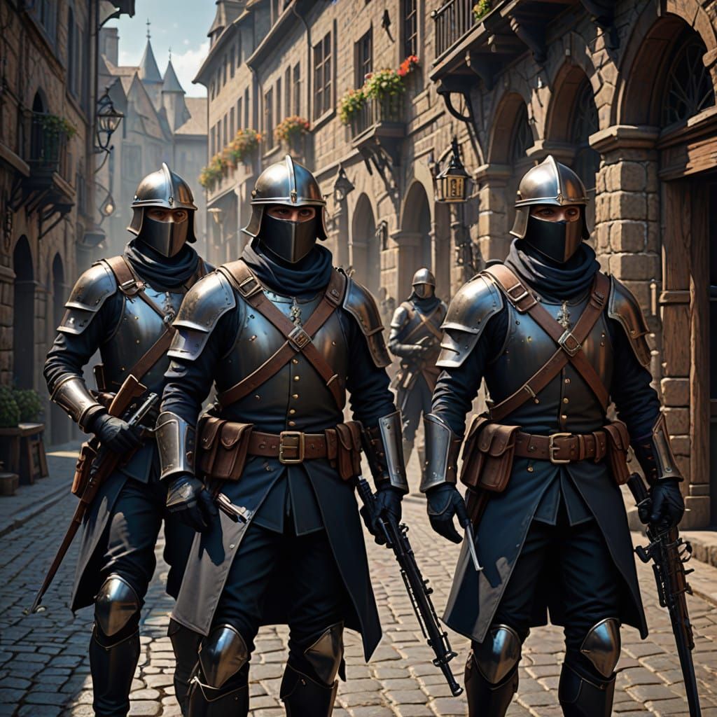 Fantastic scene,patrol in a parallel world