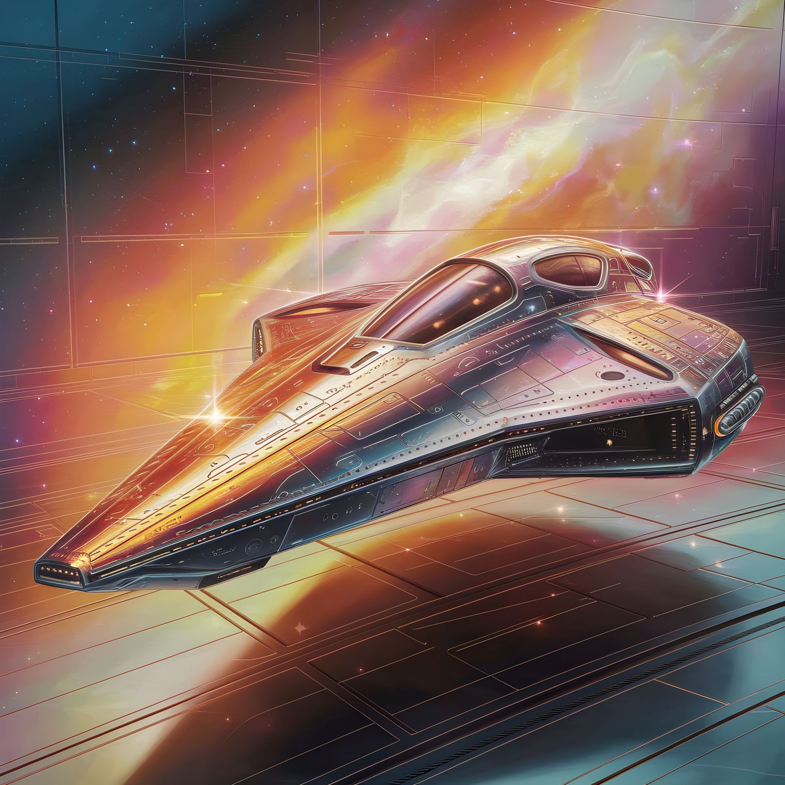 Ethereal Starship Hangar in Cosmic Realism - AI Art