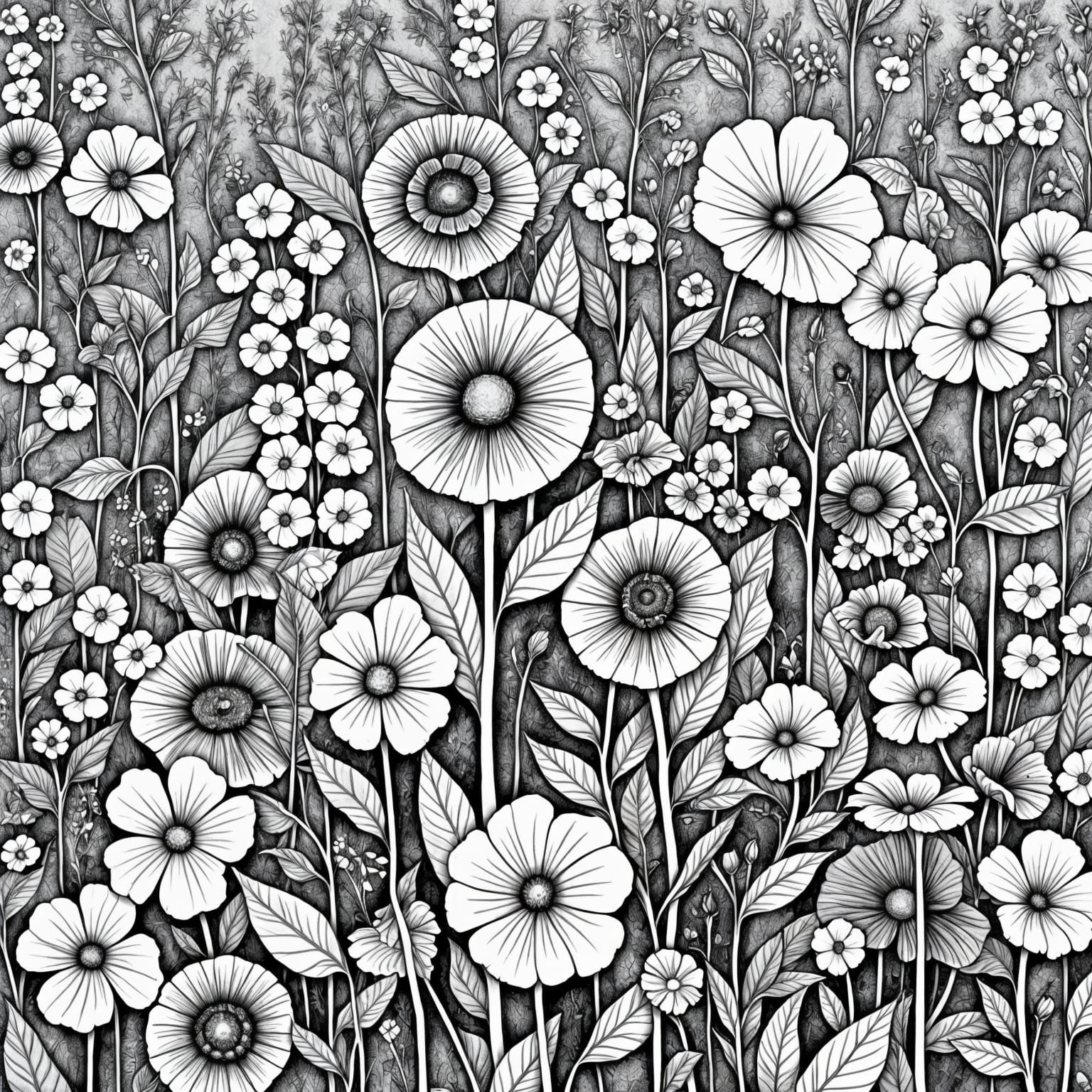 Coloring Book Pages - Delicate Folkart Floral Drawing in In...