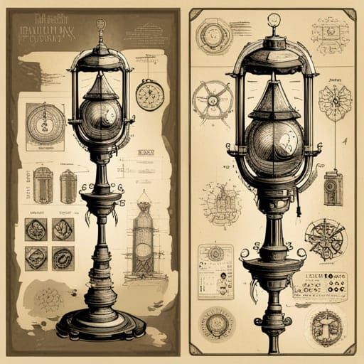 Blueprint of a strange lamp - AI Generated Artwork - NightCafe Creator