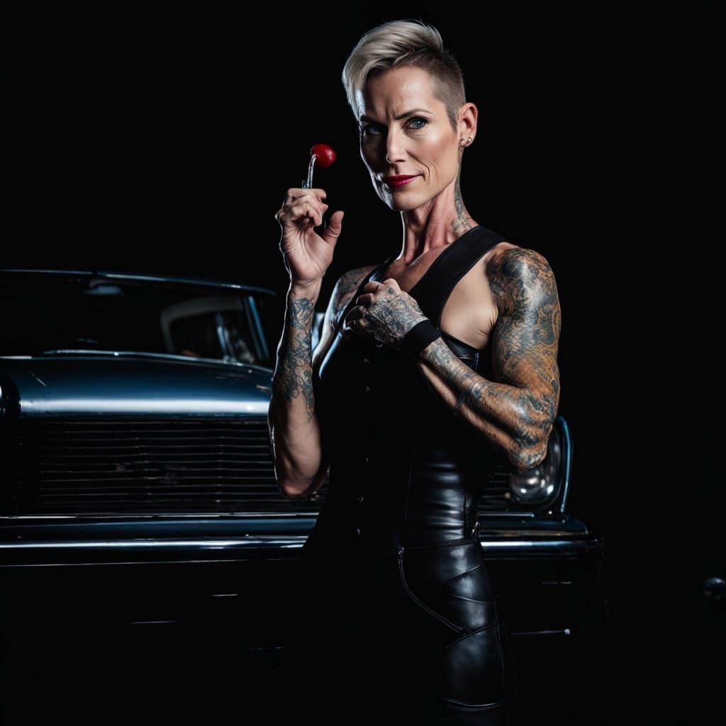 Unconventional Female Bodybuilder in Snakeskin Lat... - AI Art