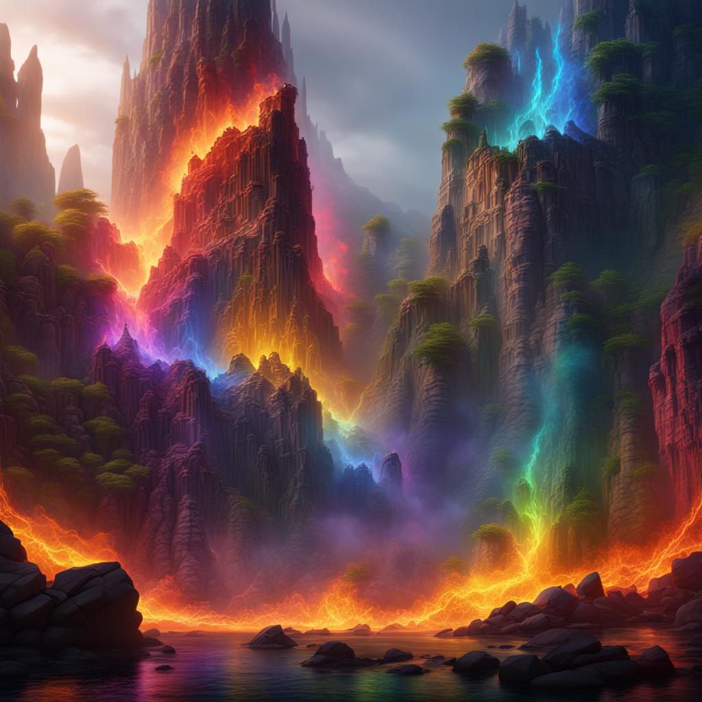 Rainbow flames - AI Generated Artwork - NightCafe Creator
