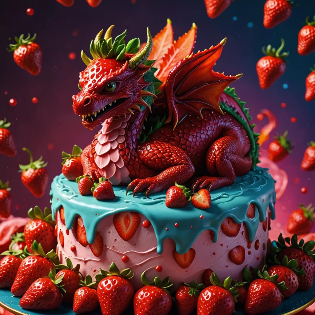 Strawberry Dragon (Rawr) - AI Generated Artwork - NightCafe Creator