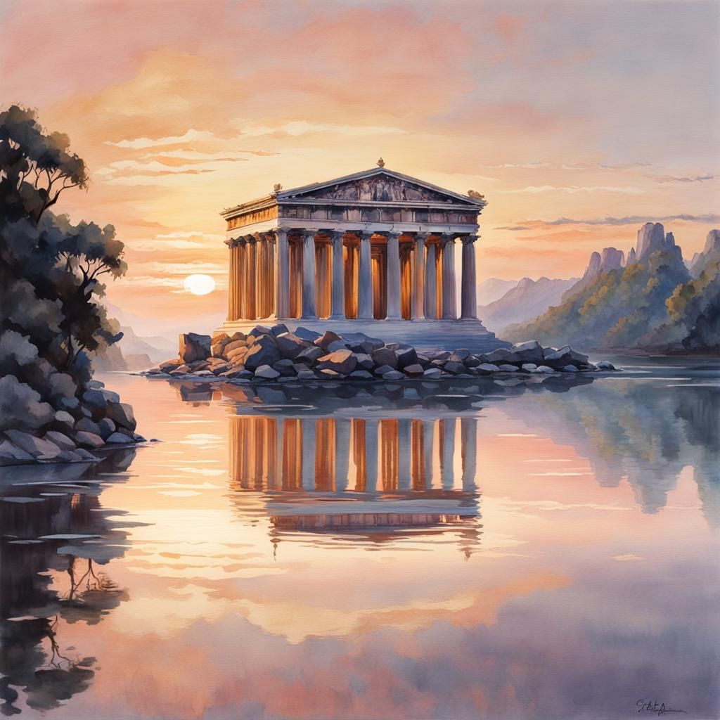 reflection of a greek temple - AI Generated Artwork - NightCafe Creator