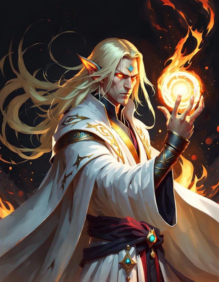 Extremely detailed Invoker "Kael" the fire sorcerer, with serious ...