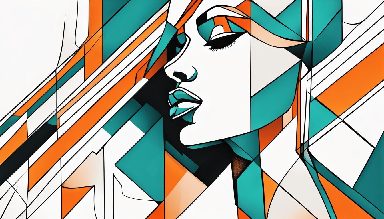 Darkling Neo-Cubism - Geometric Female Profile in Neo-Cubism...