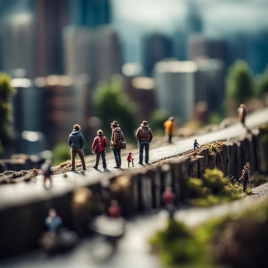 Miniature people in a big world - AI Generated Artwork - NightCafe Creator