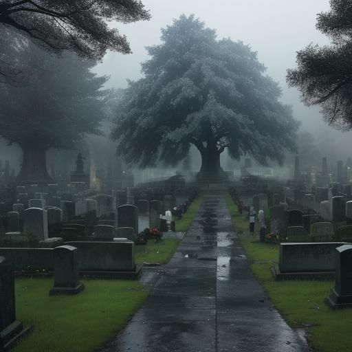 Cemetery In The Rain 2 - AI Generated Artwork - NightCafe Creator