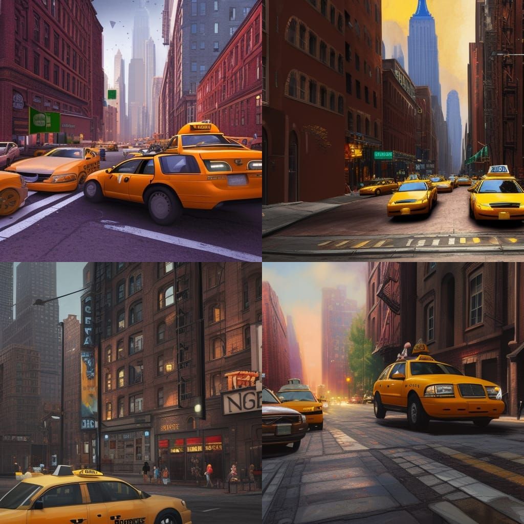 New york, taxi, street, brick buildings, - AI Generated Artwork ...