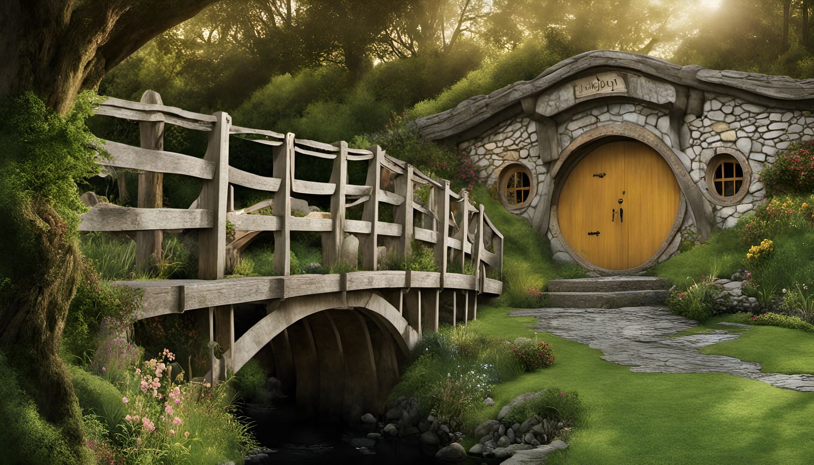 Hobbit Bridge - AI Generated Artwork - NightCafe Creator