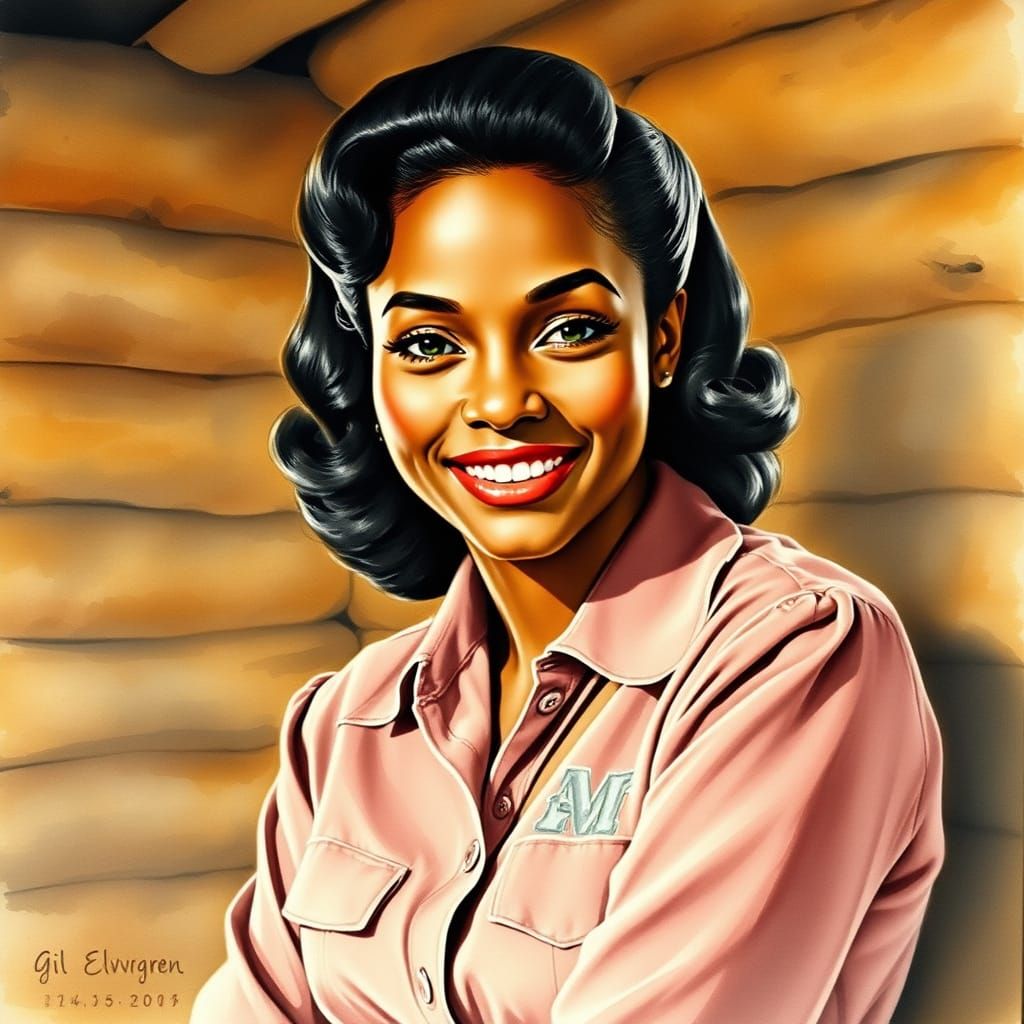 "Log Cabin Charmer" - Retro Log Cabin Portrait of a Stunning...