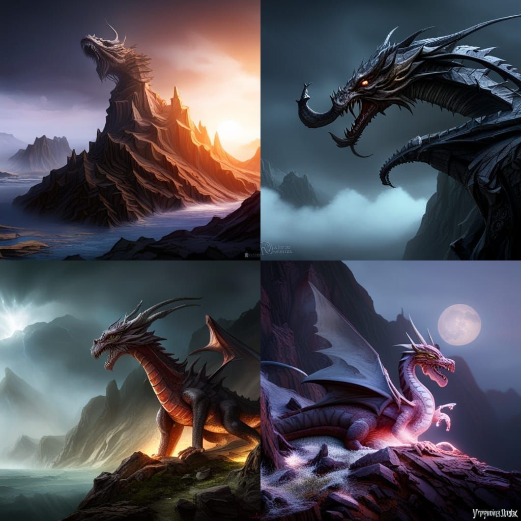 A Dragon Lives on the side of a Mountain a masterpiece, 8k resolution ...