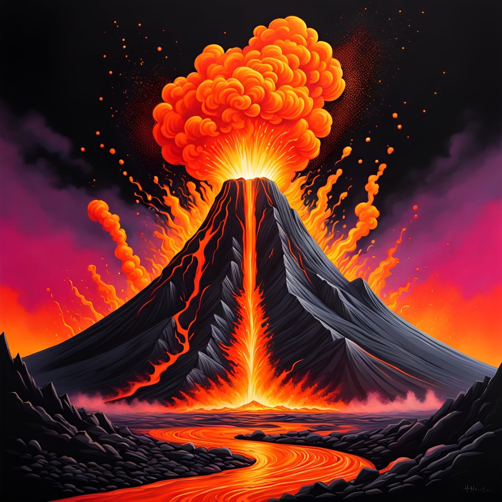 Erupting Volcano. - AI Generated Artwork - NightCafe Creator