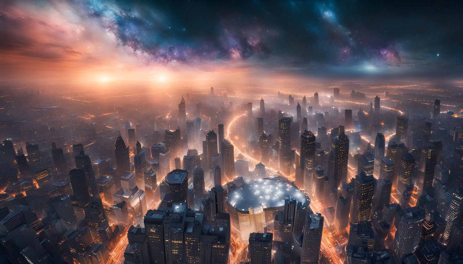 an awe-inspiring photo that captures a cityscape immersed in a ...