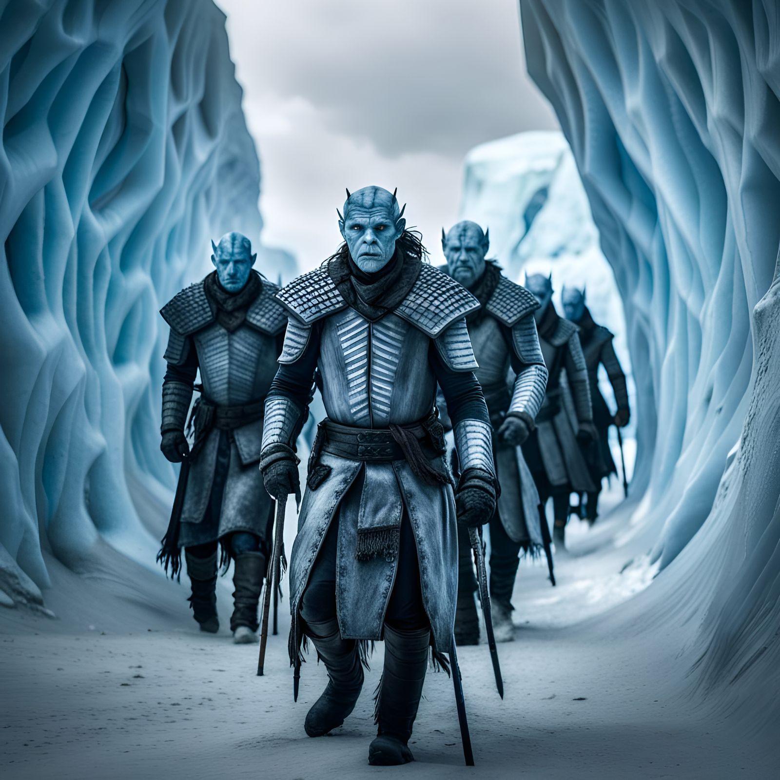 White walkers march toward the ice wall. - AI Generated Artwork ...