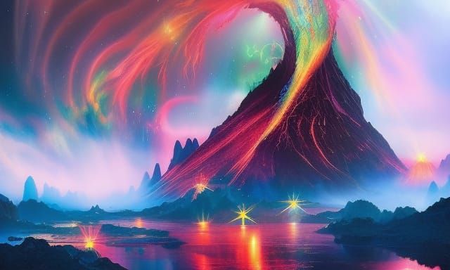 neon volcano - AI Generated Artwork - NightCafe Creator