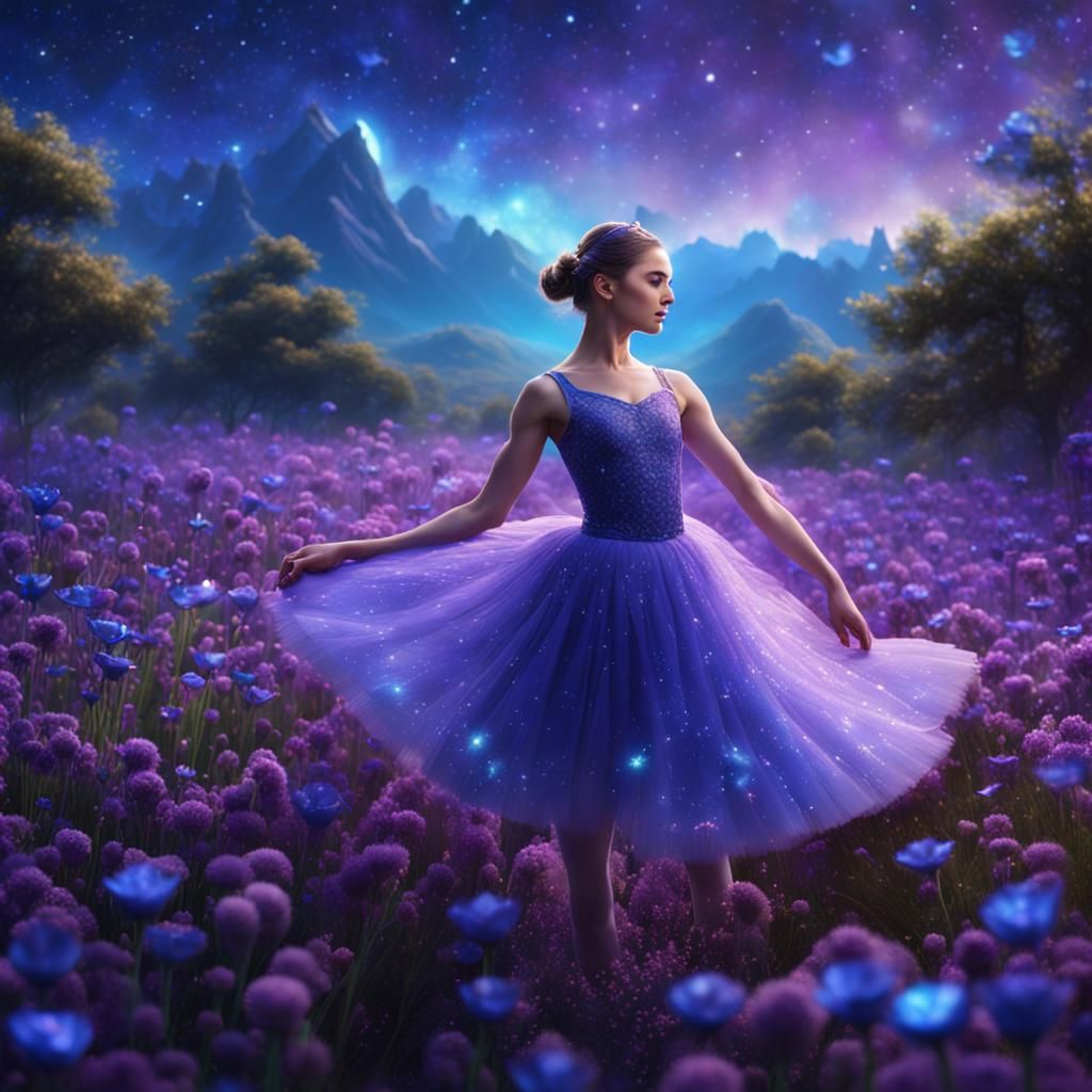 Ballerina and flower fields 4 - AI Generated Artwork - NightCafe Creator