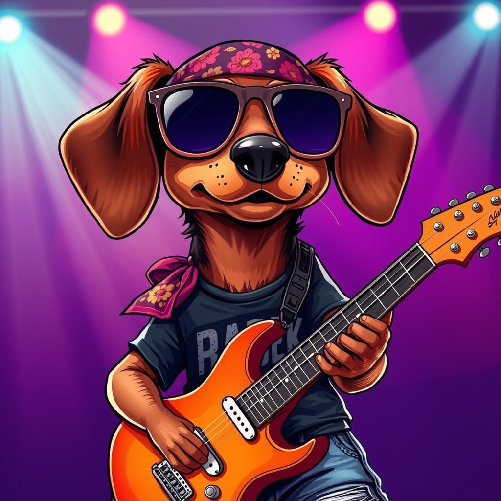 Stylish rocker dog dachshund - Stylish rocker dog dachshund