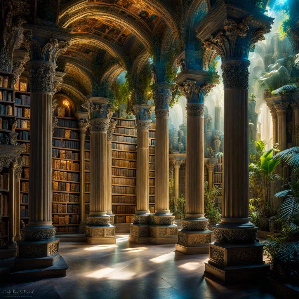 ancient library - AI Generated Artwork - NightCafe Creator