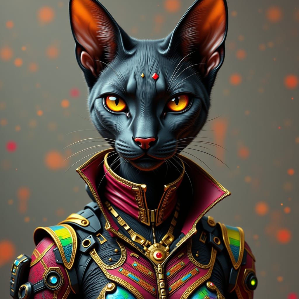 Cat People. 07. - Elegant Feline Ambassador in Exotic, High-...