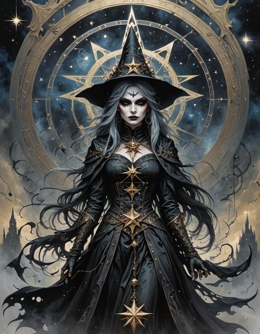 beautiful gothic star celestial magic witch - AI Generated Artwork ...