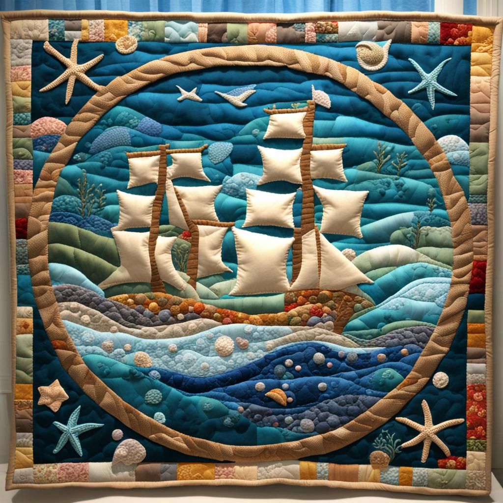 Ocean themed quilt - AI Generated Artwork - NightCafe Creator