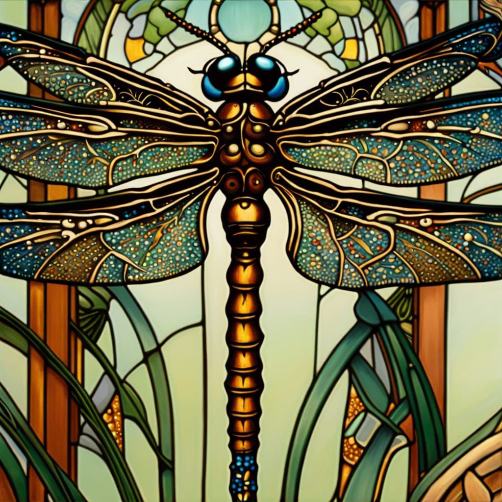 Art nouveau dragonfly - AI Generated Artwork - NightCafe Creator