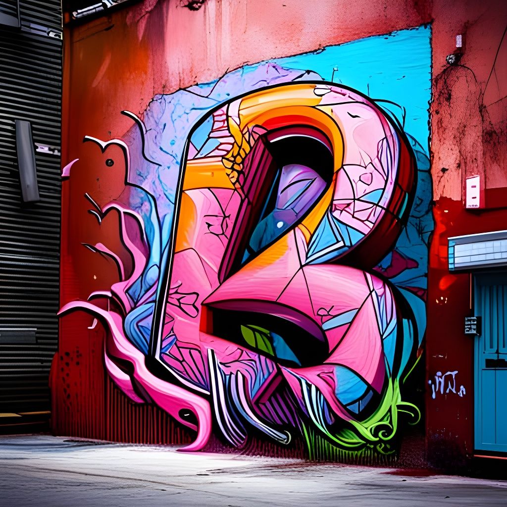 number "4", graffiti art, splash art, street art, spray paint, oil ...
