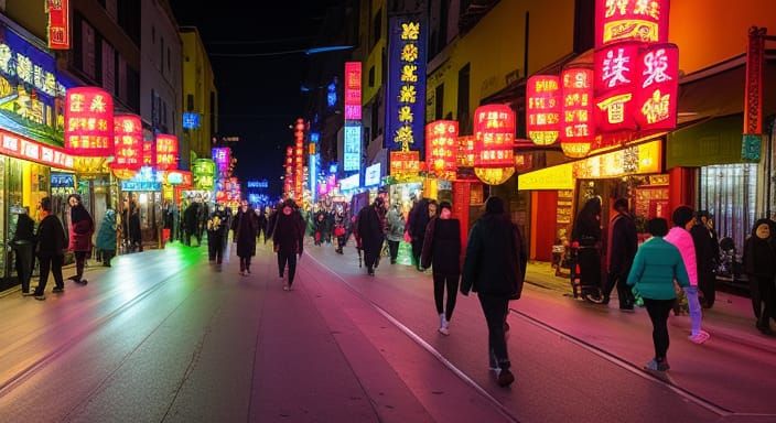 Chinatown at Night #27 - AI Generated Artwork - NightCafe Creator