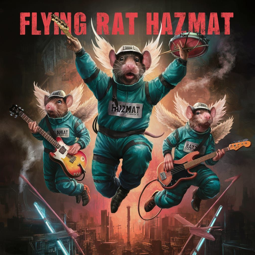 "Flying Rat Hazmat" band poster, generated after the term "flying rat Hazmat" was used by a ...