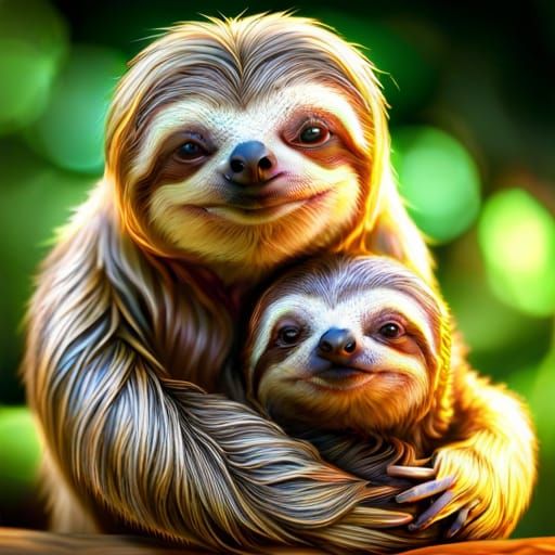 Happy sloths - AI Generated Artwork - NightCafe Creator