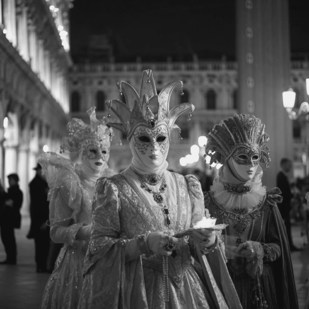 White masks, Venise carnival, classy posh people, hyperdetailed, Sint ...