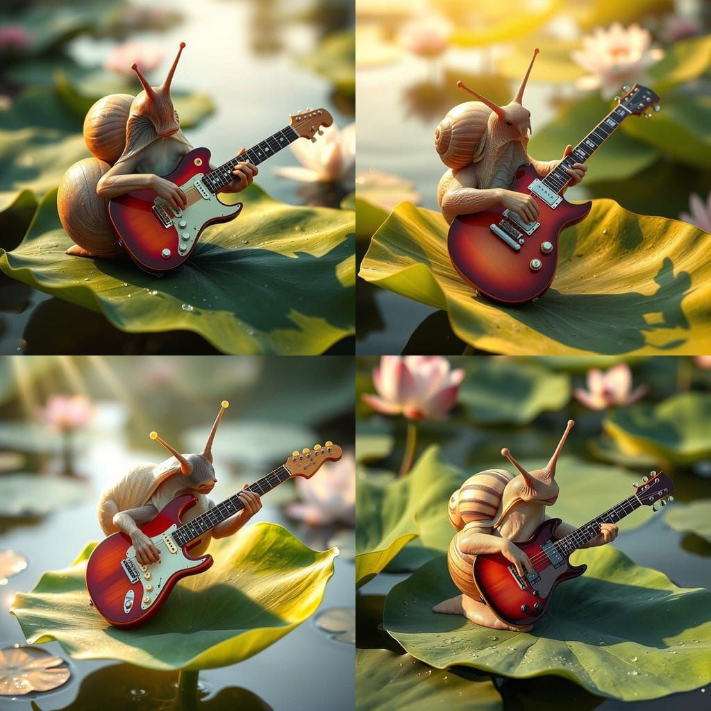 Hyper-Realistic Snail Shreds Electric Guitar on Se... - AI Art