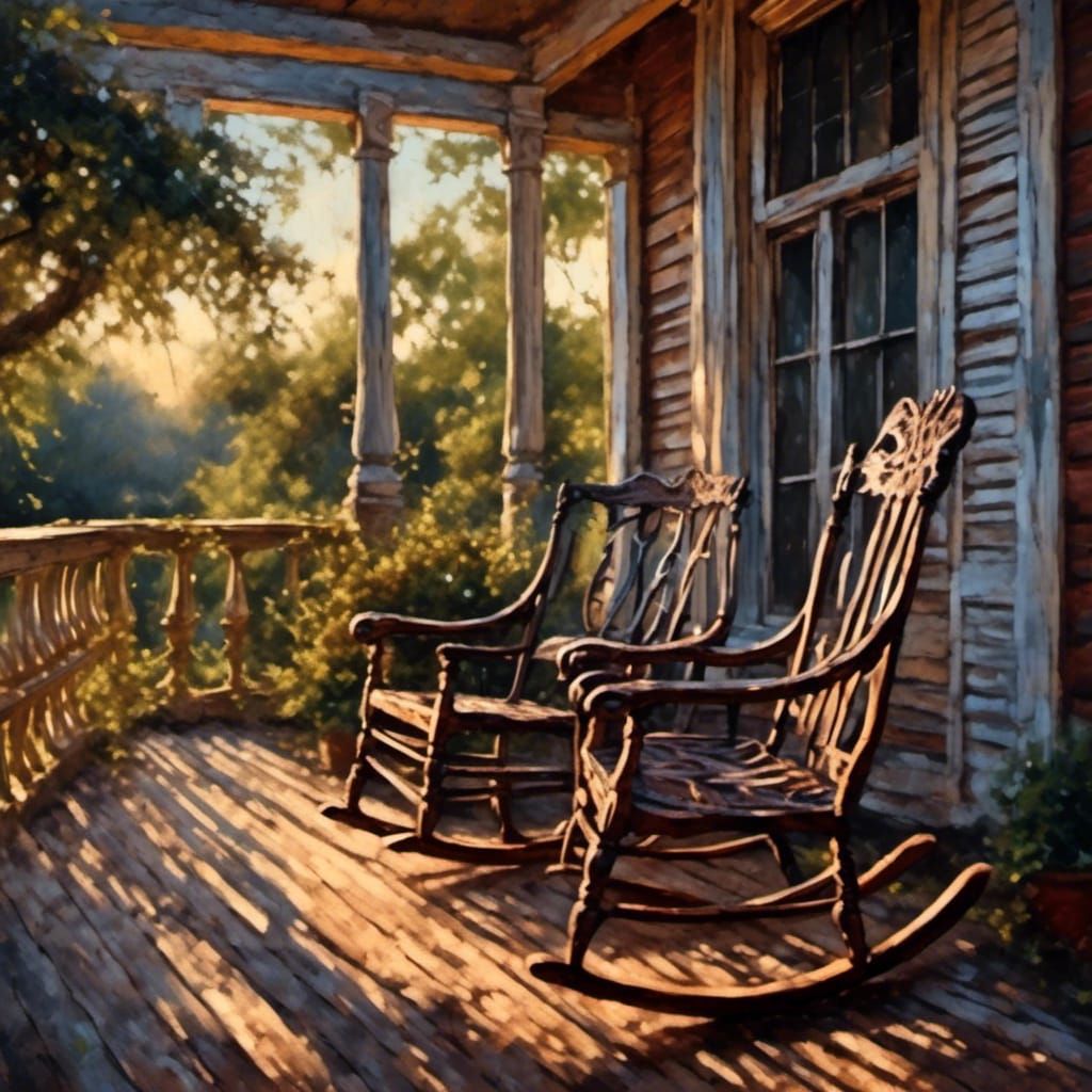 Rocking chair on a southern front porch - AI Generated Artwork ...