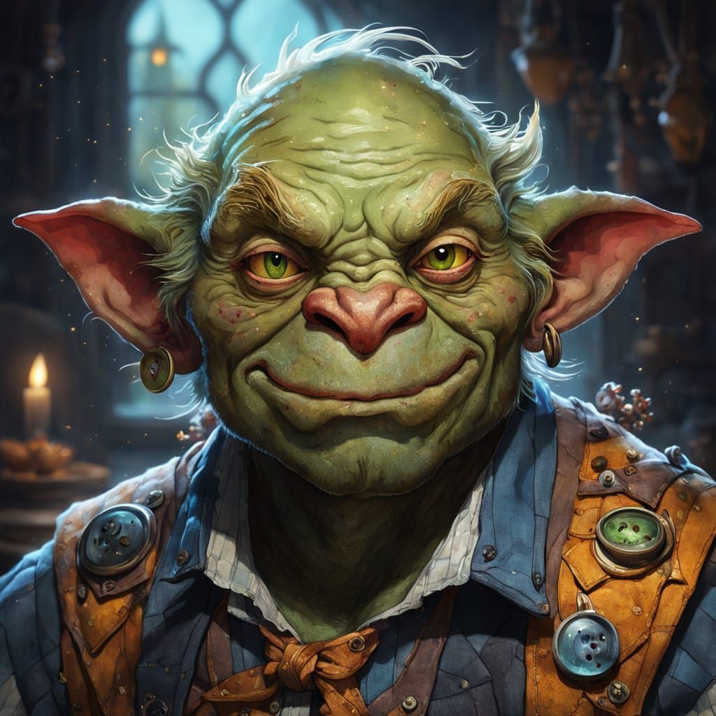 Whimsical Goblin Portrait in Triadic Colors - AI Art