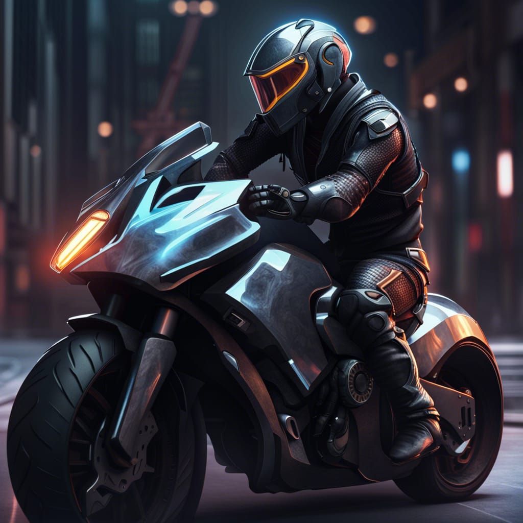 Futuristic Biker Knight - AI Generated Artwork - NightCafe Creator