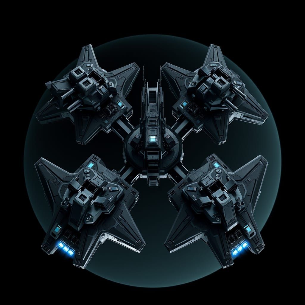 Orbital Defense Platforms in Futuristic Industrial... - AI Art