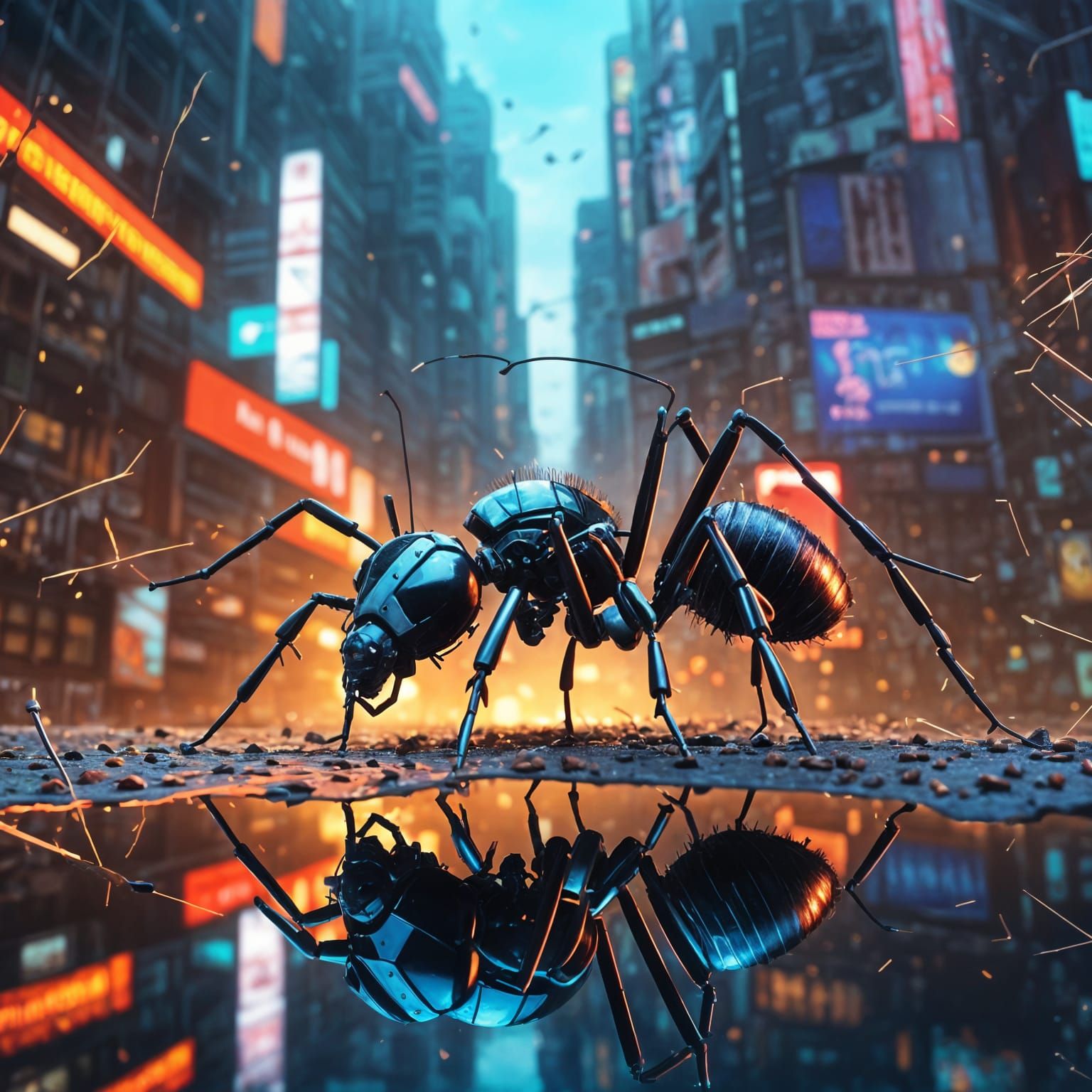 Insects - Breathtaking Cyberpunk Ant Sculpture in Photoreali...