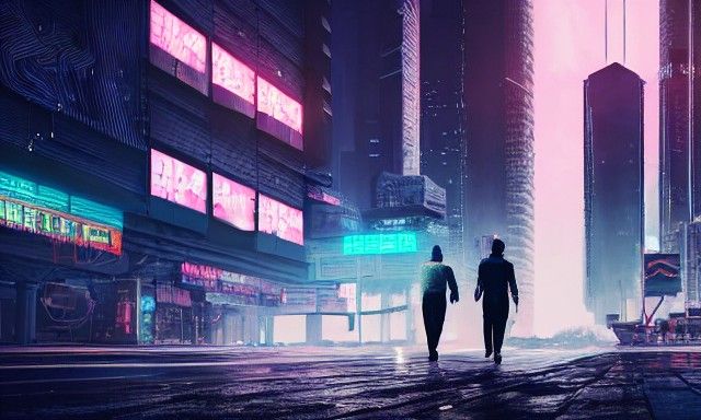 Cyberpunk city people walking hyperdetailed thunderstorm elaborate - AI Generated Artwork ...