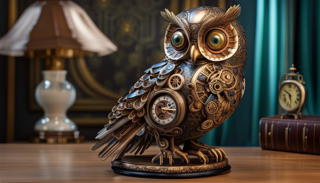 Clockwork Owl (SteeamPunk) - AI Generated Artwork - NightCafe Creator