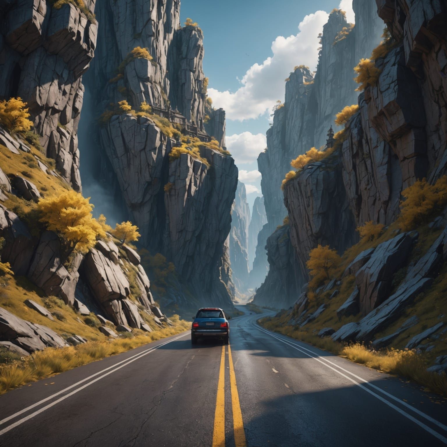 Silver colors road road trip - AI Generated Artwork - NightCafe Creator