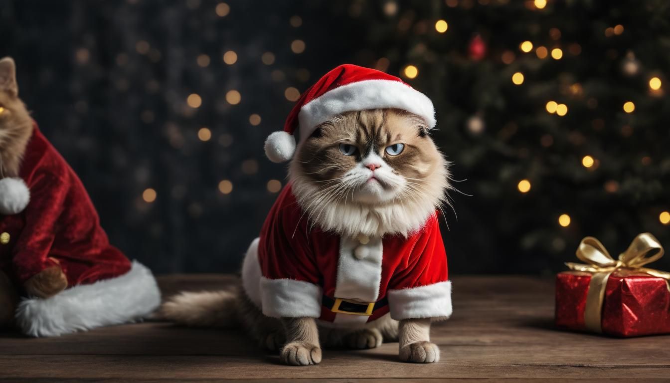 Grumpy Cat dressed as Santa Claus - Grumpy Cat dressed as Sa...
