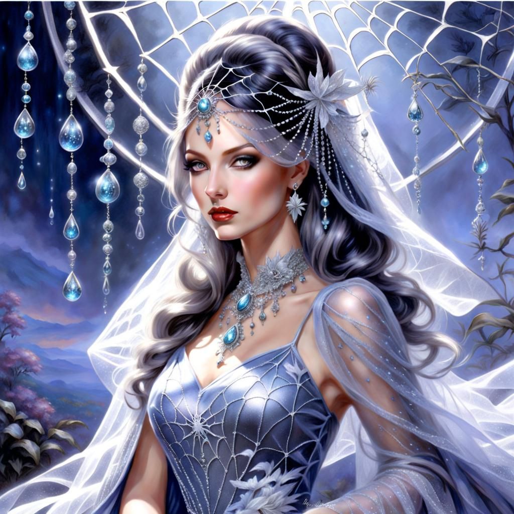 Portrait of a Mysterious Spiderweb Beauty - AI Generated Artwork - NightCafe Creator