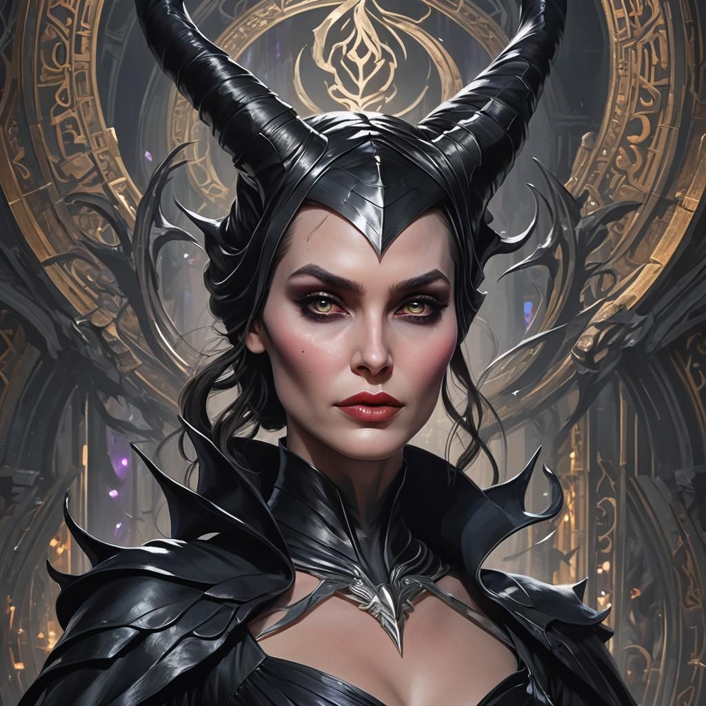 Maleficent wearing a black gown - AI Generated Artwork - NightCafe Creator