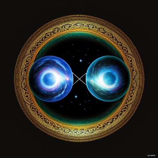 Cosmic Duality: Parallel Realms Entwined - AI Art