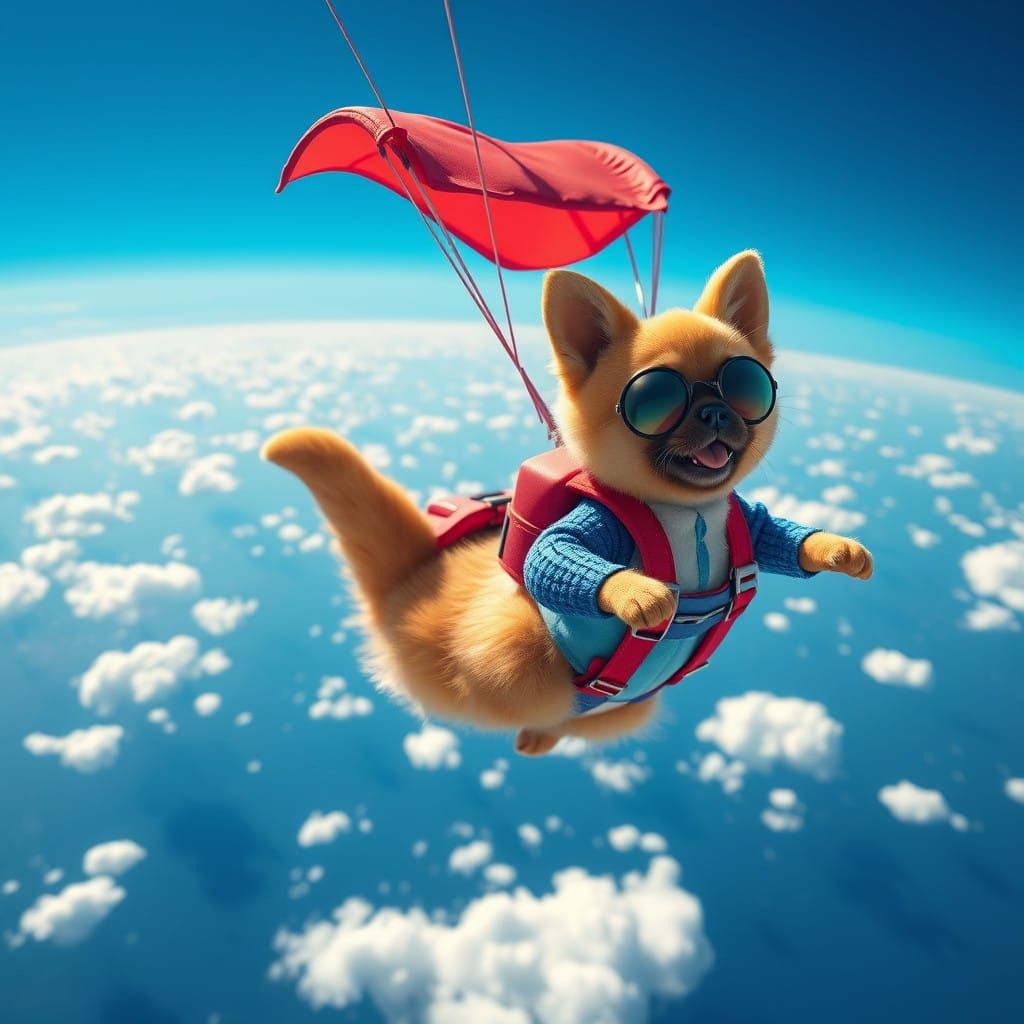 Dog skydiving - Whimsical Canine Skydivers Plunge into Elect...
