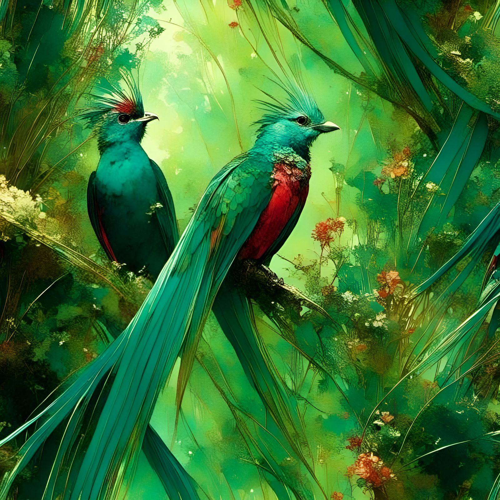 resplendent quetzals - AI Generated Artwork - NightCafe Creator