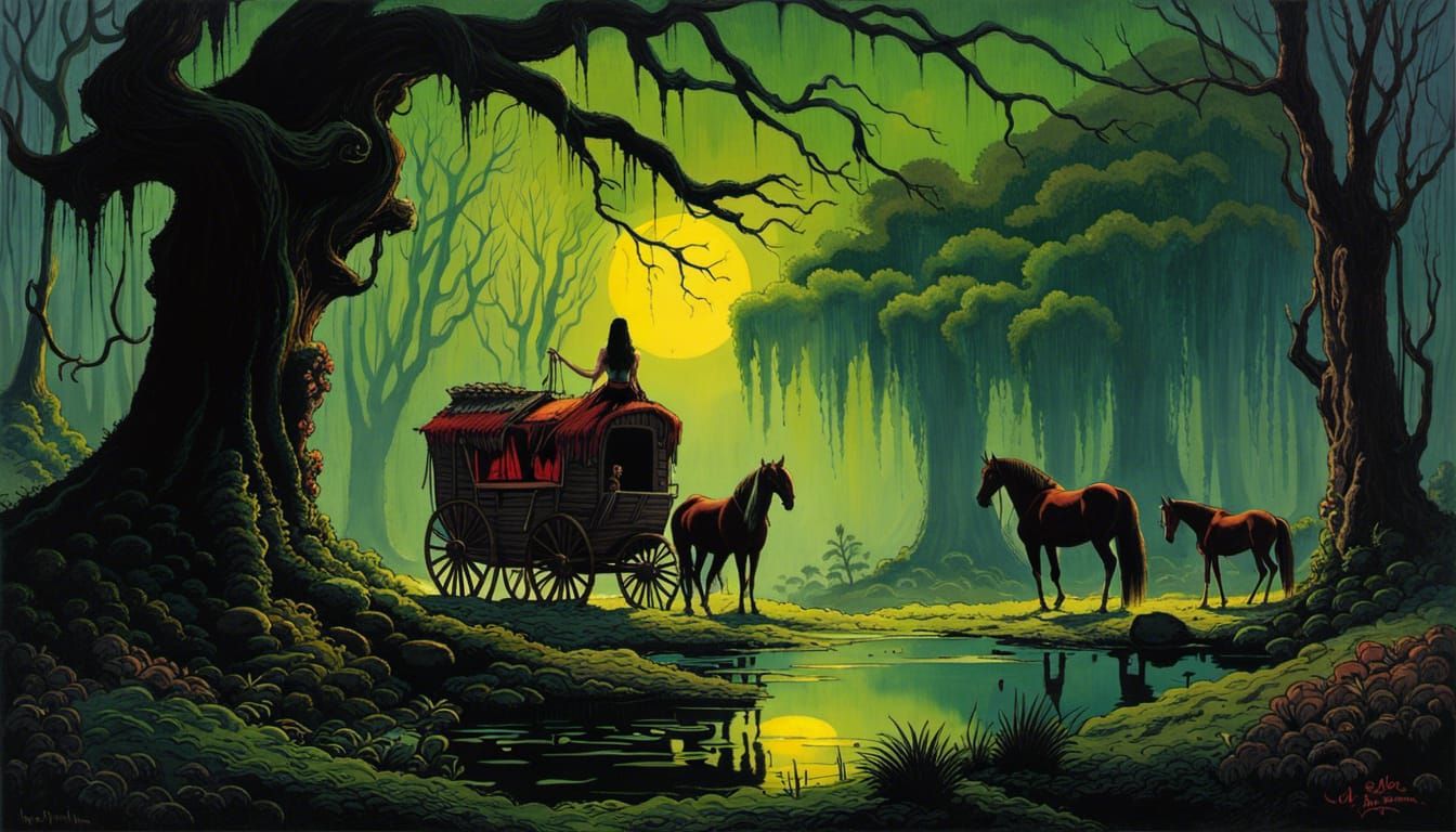 "Native American vampire shaman sees a gypsy woman alone in distance by ...