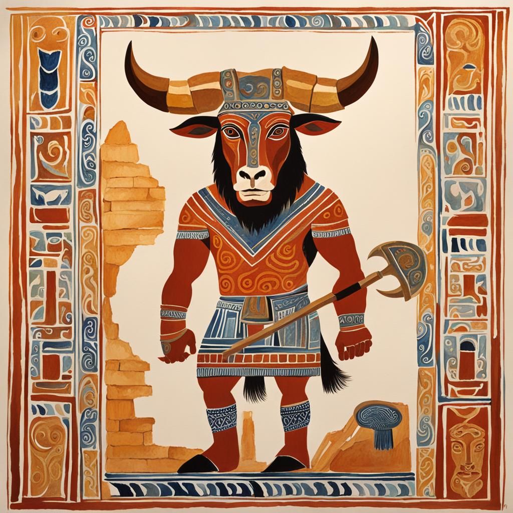 Ancient Minoan minotaur - AI Generated Artwork - NightCafe Creator
