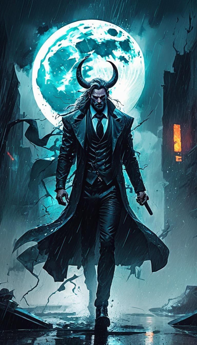 Stormy weather rain moon lucifer dynamic lighting cool colors action ...